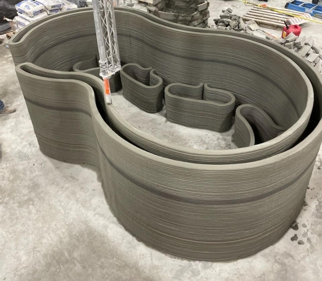 Curved Wall Structure Mid-Print by MudBots 3D Concrete Printer ...